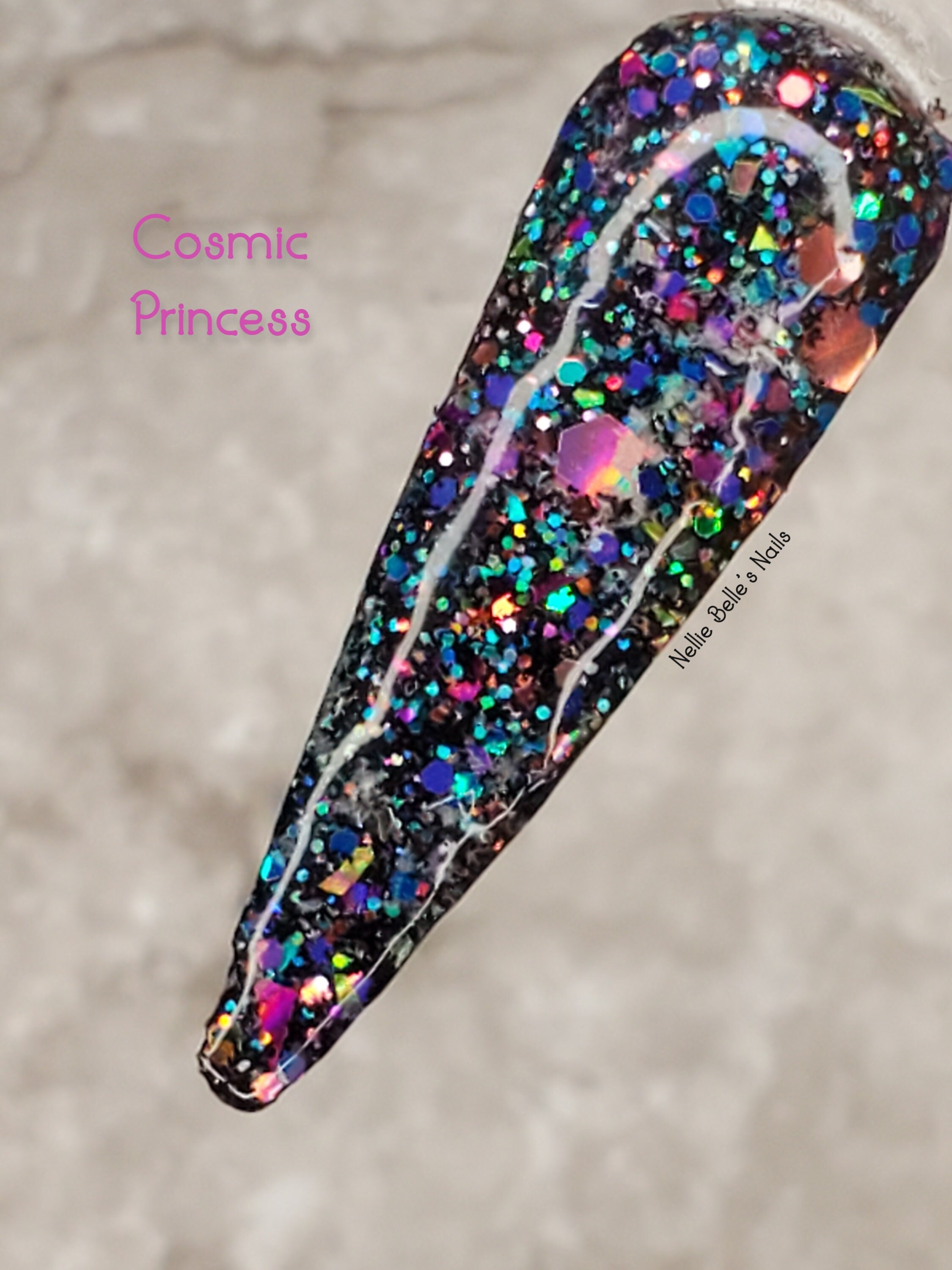 Cosmic Princess Black Chunky Holographic Glitter Nail Dip | Etsy
