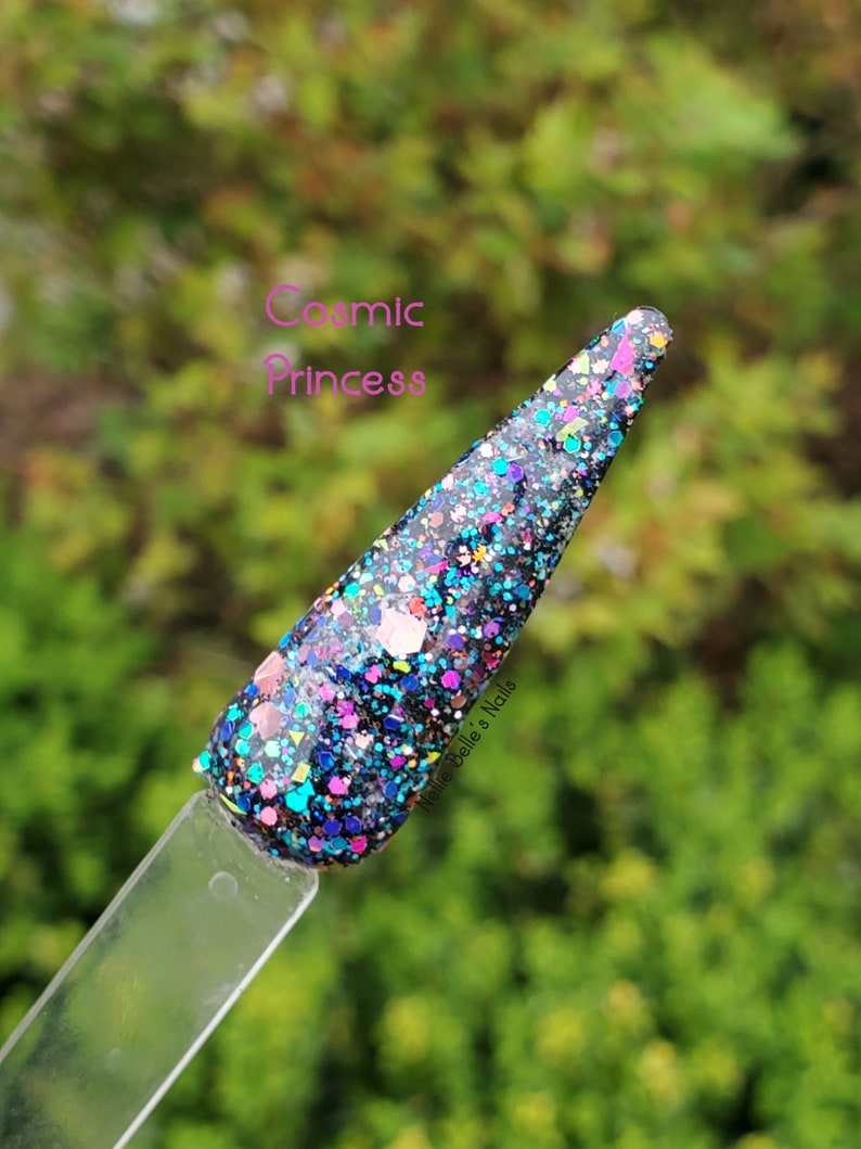 Cosmic Princess Black Chunky Holographic Glitter Nail Dip - Etsy