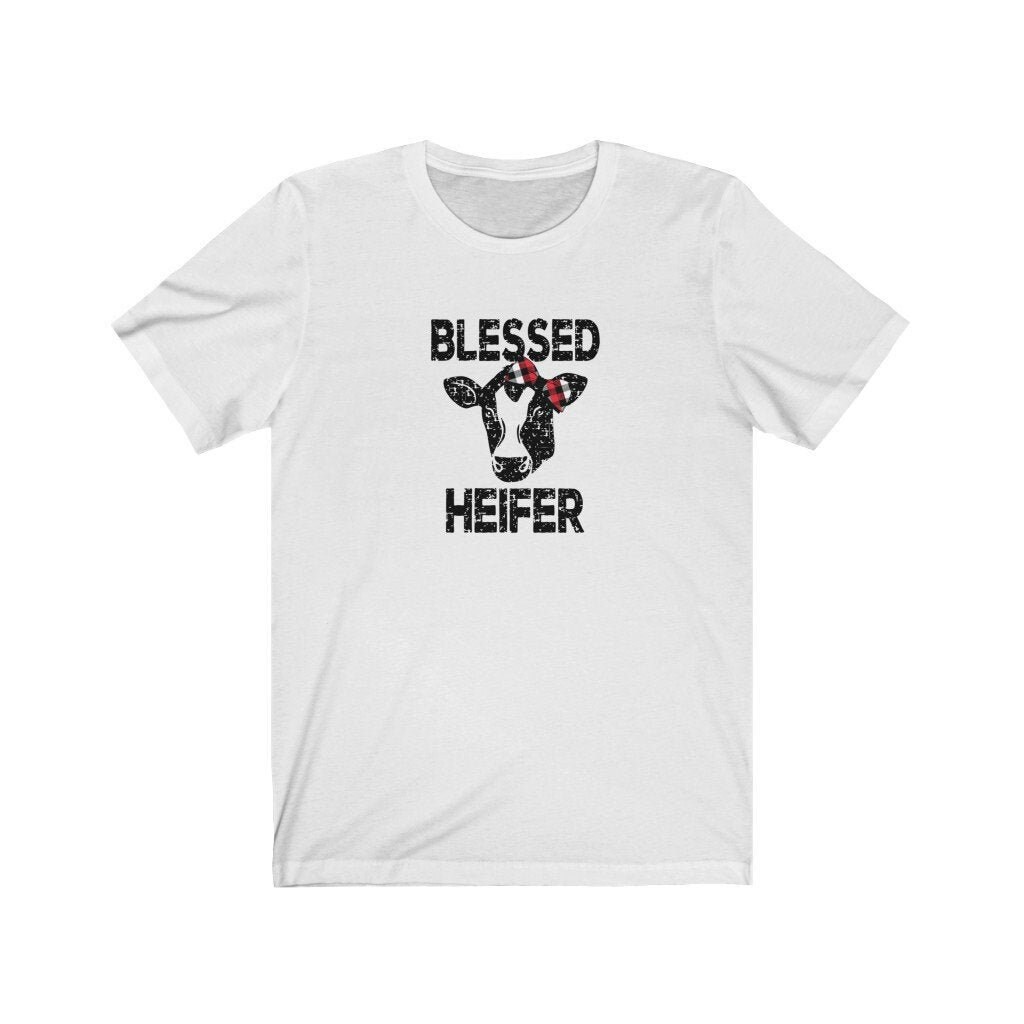 Blessed Heifer with Plaid Hair bow T-shirt, Heifer T-Shirt, Faith t ...