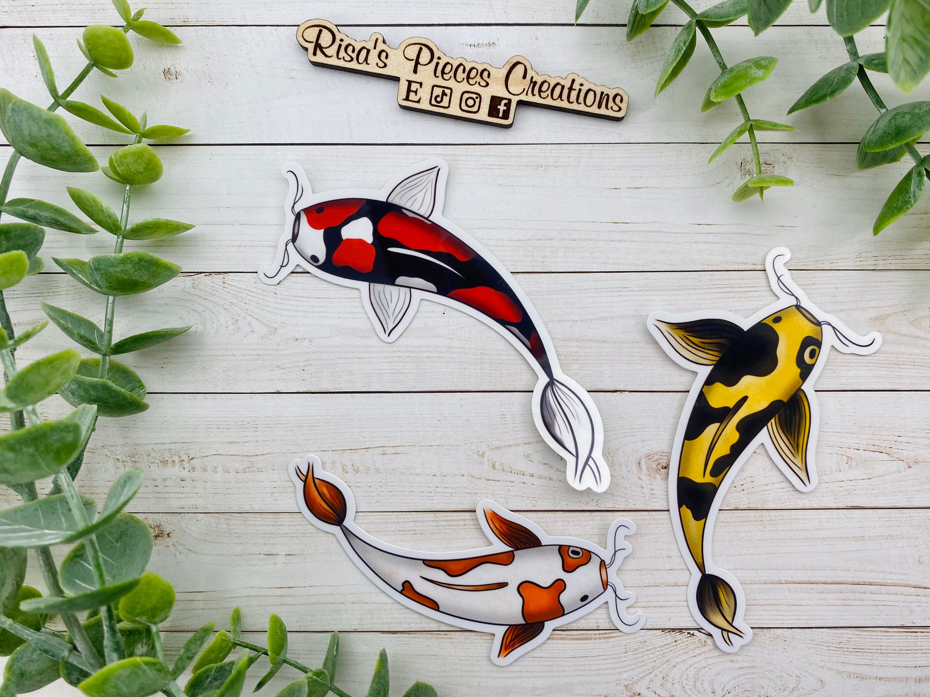 Koi Stickers Fish Stickers Water Bottle Stickers Cute | Etsy