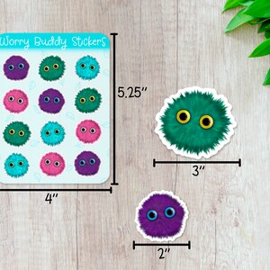 Worry Buddy Stickers, Worry Pet Sticker Sheet, Stickers for Water ...