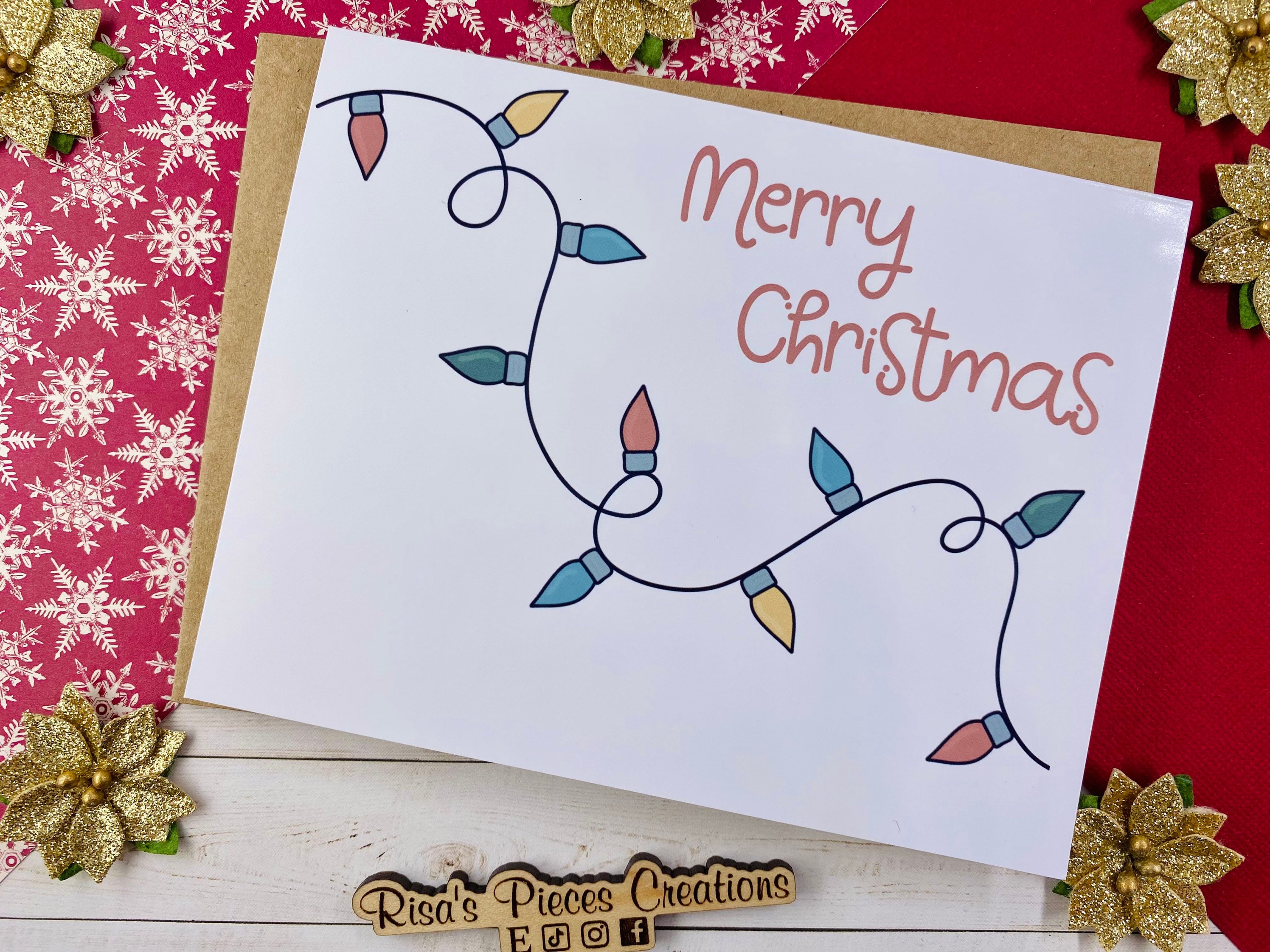 Glossy Christmas Lights Card Christmas Card Holiday Greeting Seasonal Cards Merry Christmas Cute Christmas Card Holiday Lights Etsy