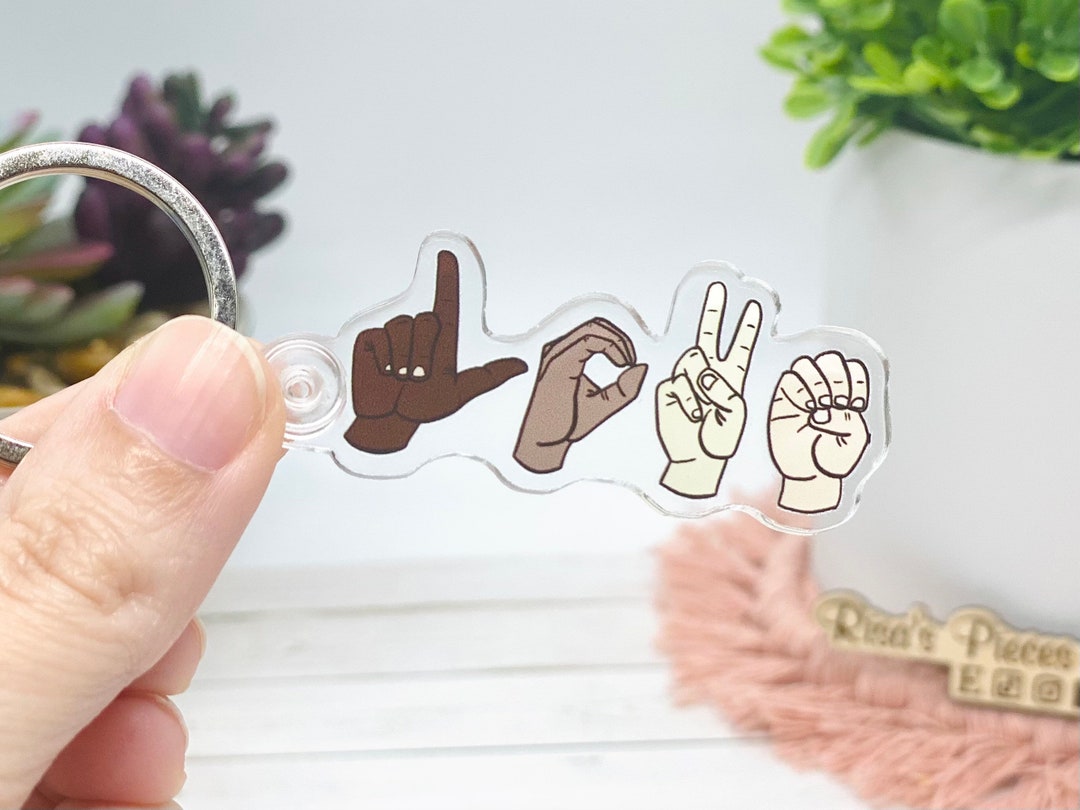 Sign Language Keychain, Diversity Keyring, Love Keychain, Cute ...