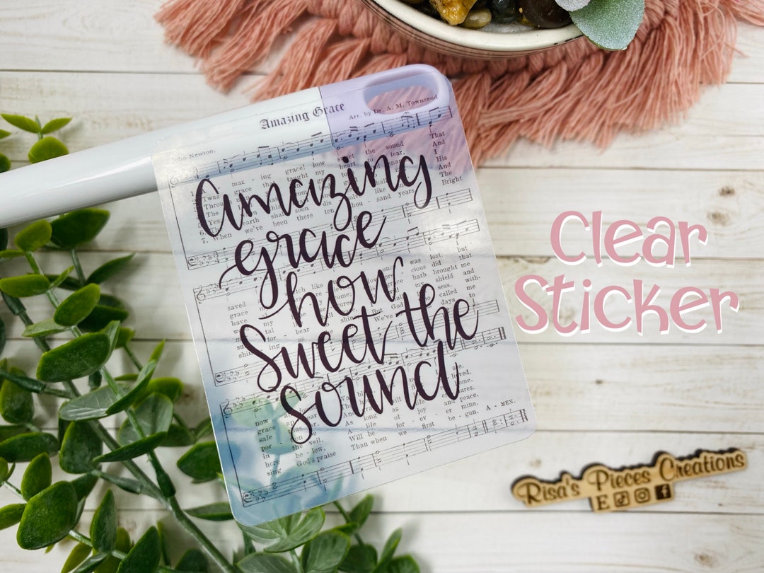 CLEAR Amazing Grace Sticker, Christian Stickers for Laptop, Aesthetic ...