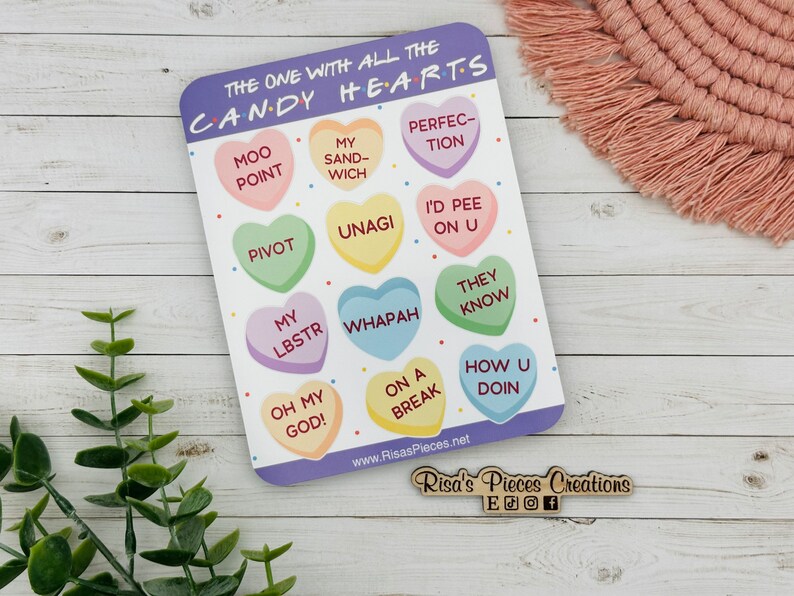 Friends Candy Hearts Sticker Sheet, Funny Valentine's Day Gift for ...