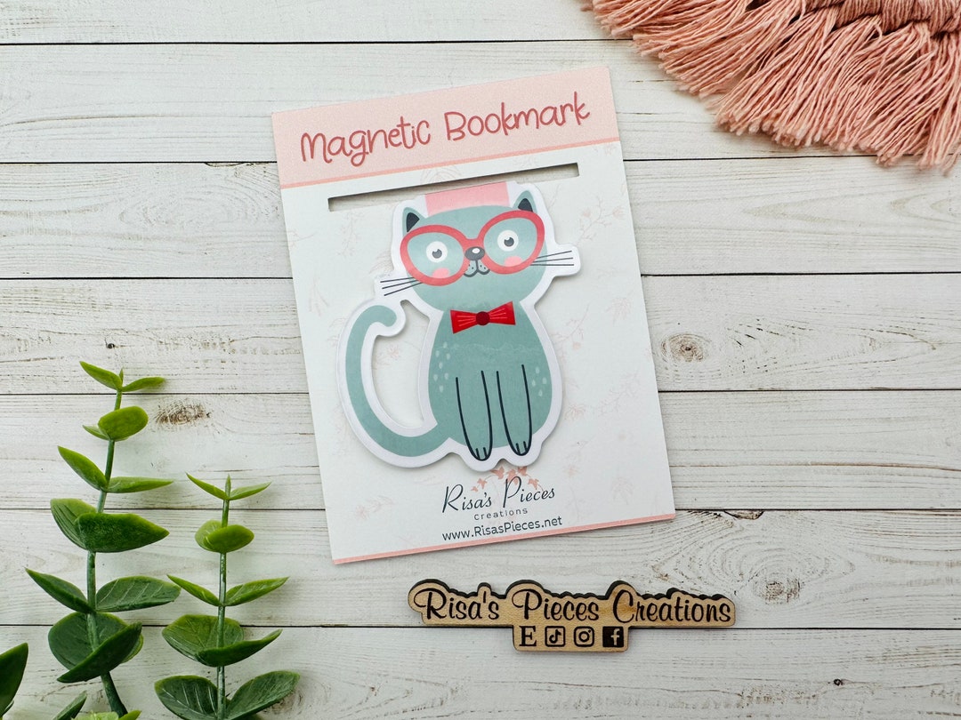 Nerdy Kitty Magnetic Bookmark, Reading Accessory, Planner Clip ...