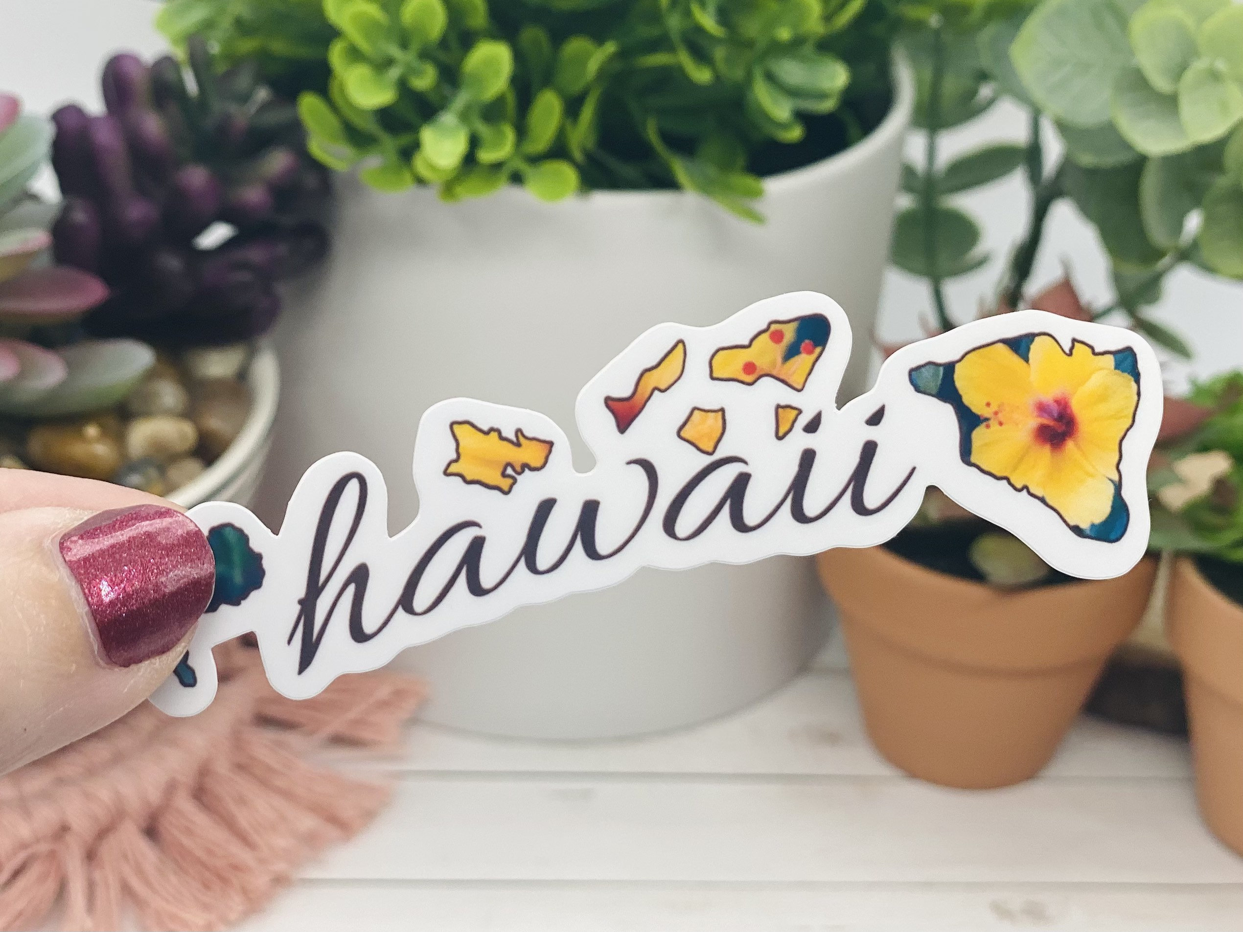 Hawaii Sticker Yellow Hibiscus Sticker Flower Stickers | Etsy