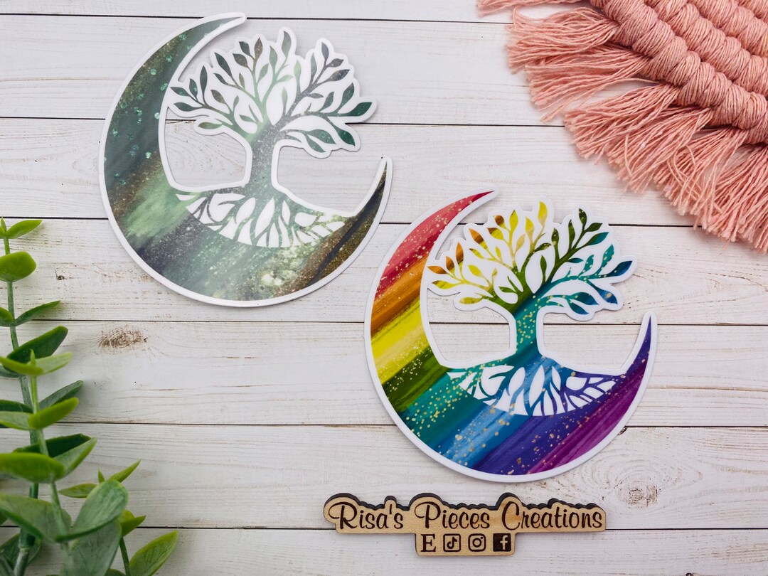Crescent Moon Tree of Life Sticker, Celestial Stickers for Nature Lover ...