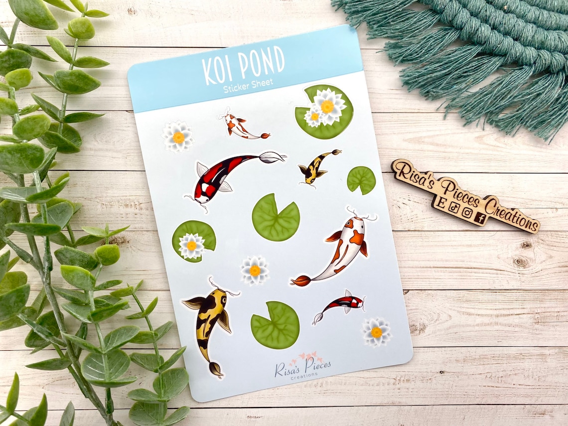 CLEAR Koi Pond Sticker Sheet Koi Stickers Fish Sticker Lily | Etsy