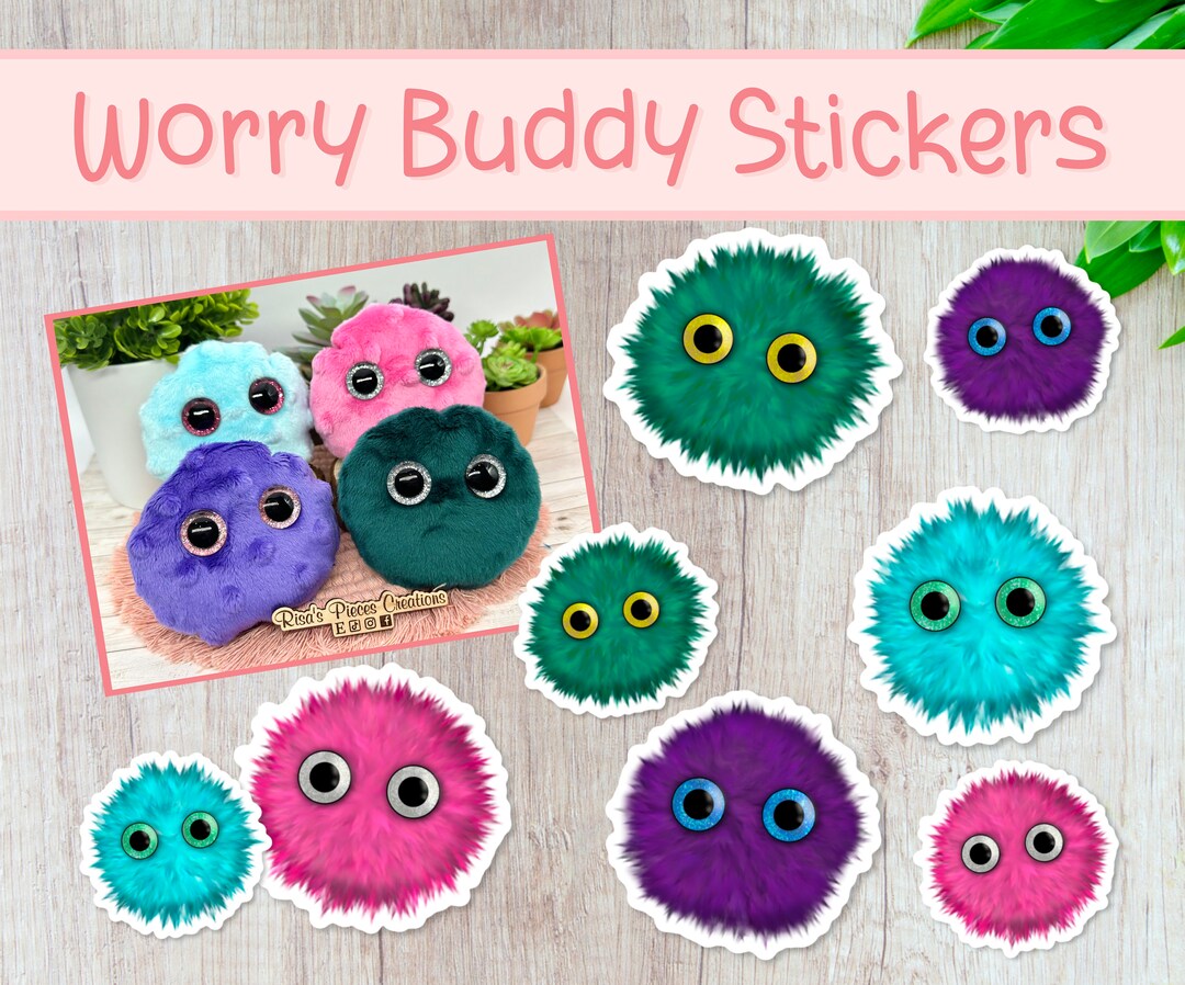 Worry Buddy Stickers, Worry Pet Sticker Sheet, Stickers for Water ...