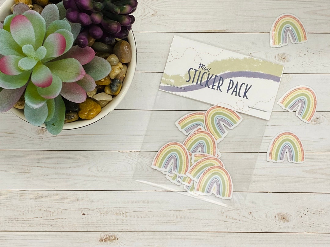 Pastel Rainbow Sticker Pack - Doodle Rainbow Decal, Cute Rainbow ...