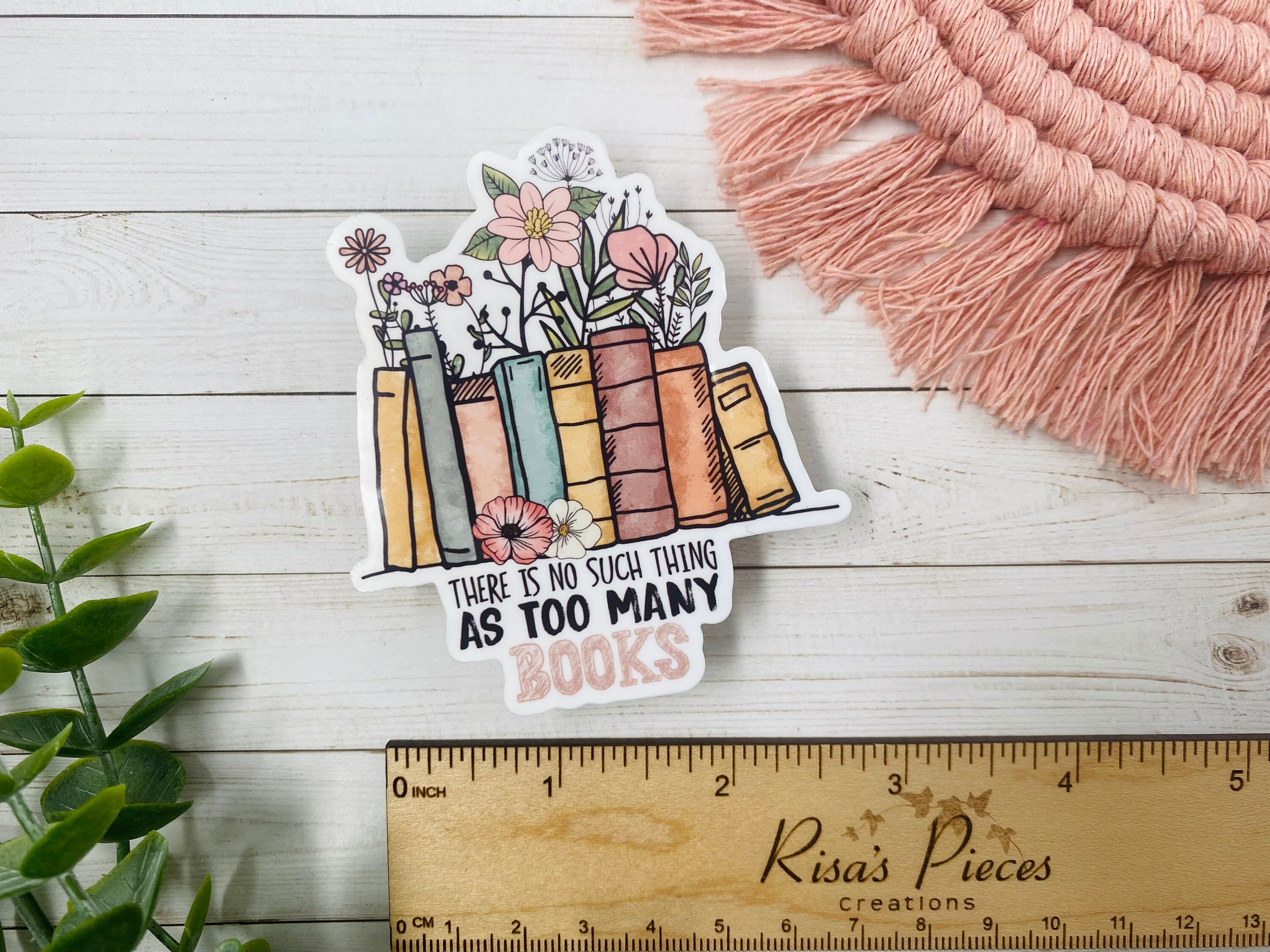 Too Many Books Sticker Gift for Reader for Teacher Book | Etsy
