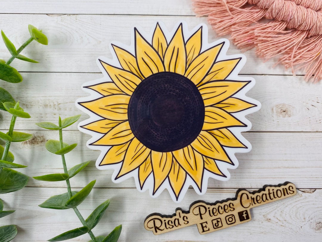 Sunflower Sticker for Laptop or Water Bottle, Happy Spring Gift for ...