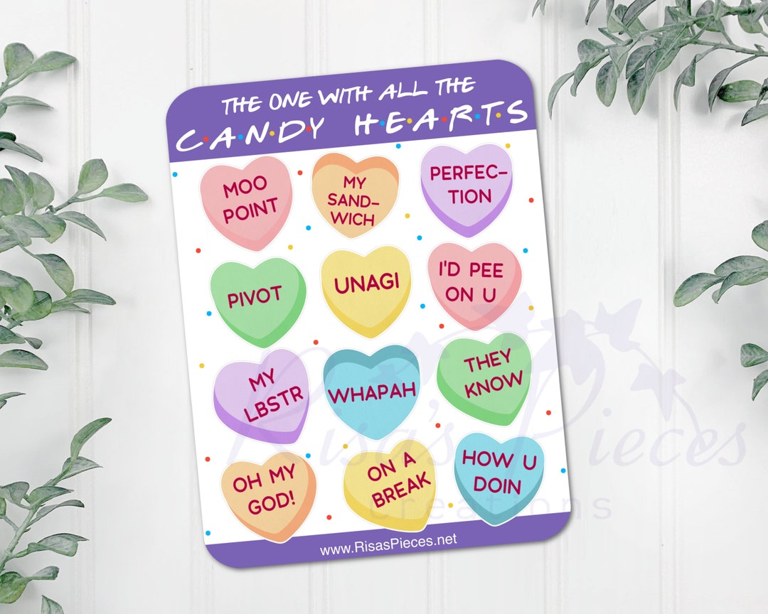 Friends Candy Hearts Sticker Sheet, Funny Valentine's Day Gift for ...