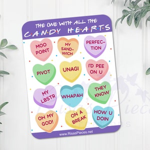 Friends Candy Hearts Sticker Sheet, Funny Valentine's Day Gift for ...