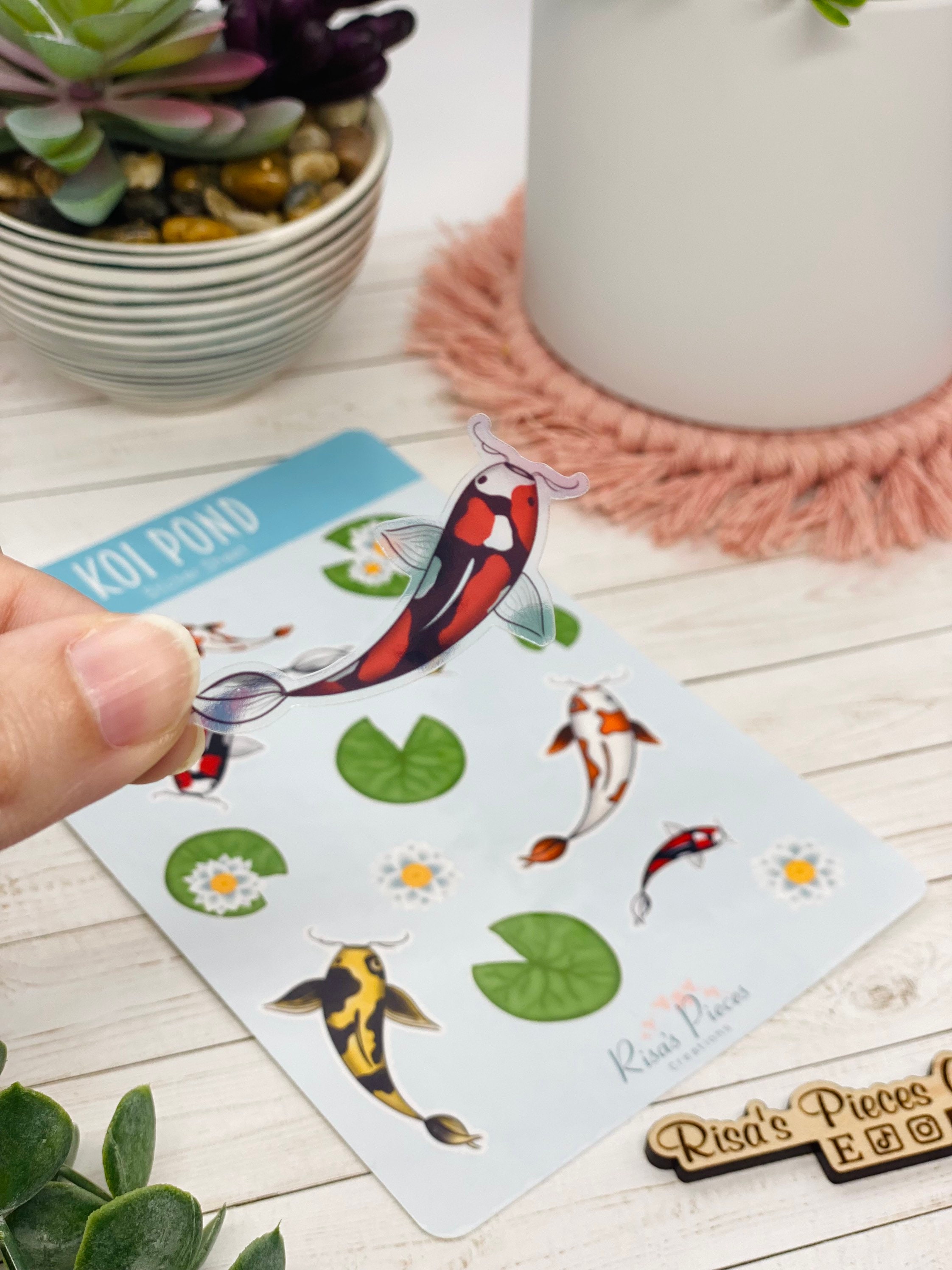 CLEAR Koi Pond Sticker Sheet Koi Stickers Fish Sticker Lily | Etsy