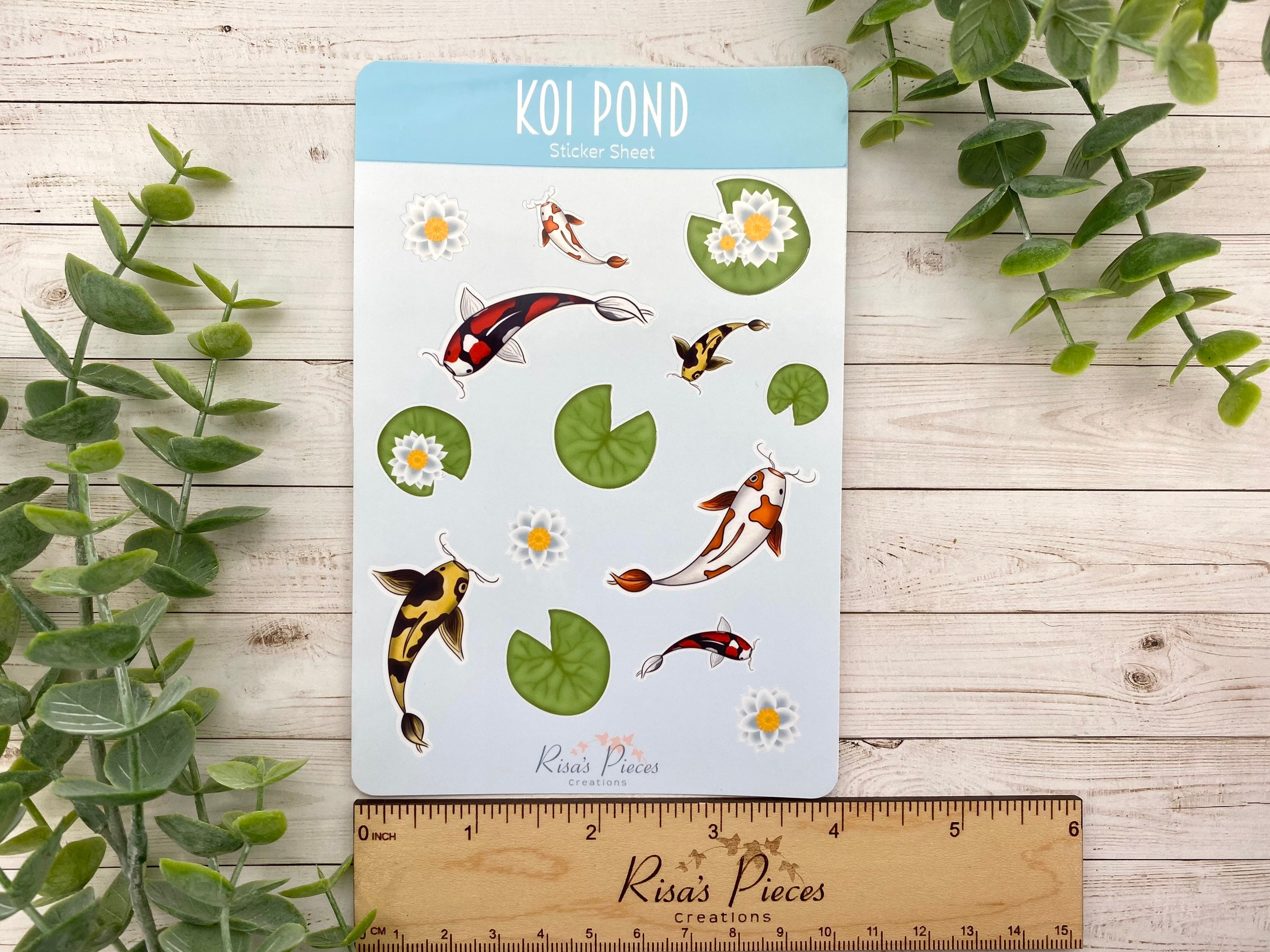 CLEAR Koi Pond Sticker Sheet Koi Stickers Fish Sticker Lily | Etsy