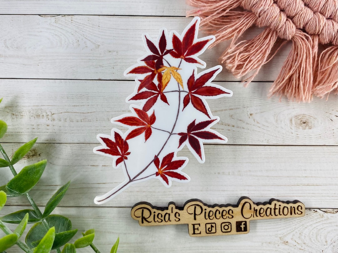 Japanese Maple Sticker, Laptop Decals for Fall, Naturecore Gift for ...