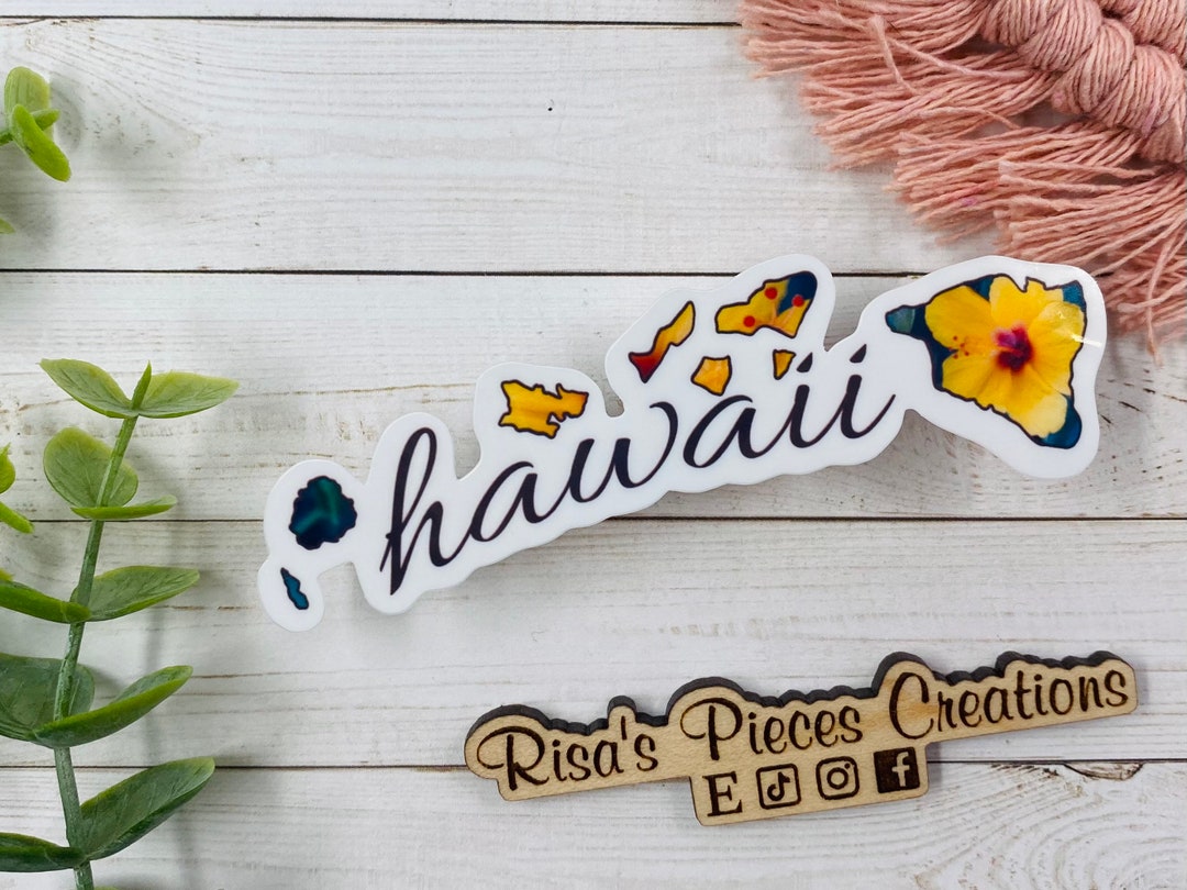Hawaii Sticker, Yellow Hibiscus Sticker, Flower Stickers, Hawaii Gifts ...