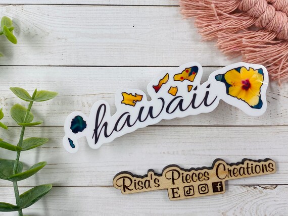 Hawaii Sticker Yellow Hibiscus Sticker Flower Stickers | Etsy