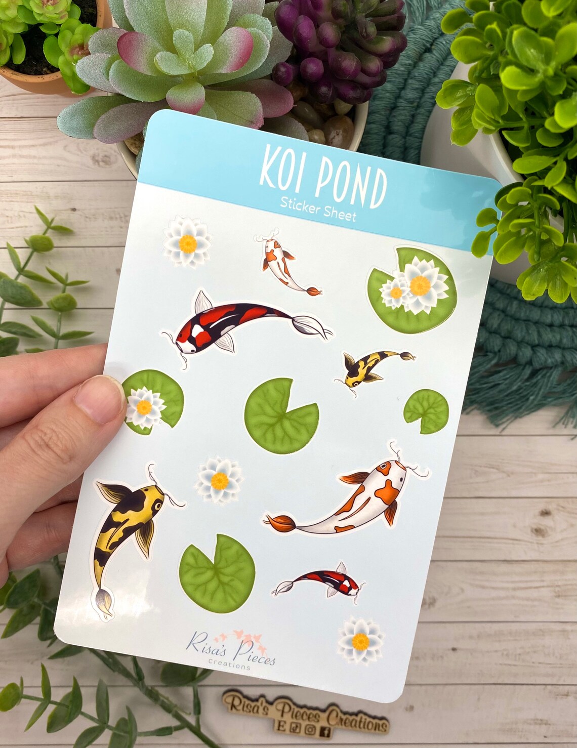 Koi Pond Sticker Sheet Koi Stickers Fish Sticker Lily Pad | Etsy