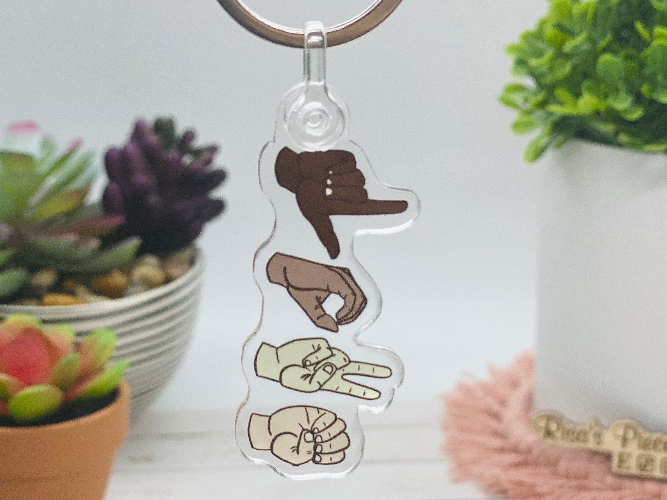 Sign Language Keychain Diversity Keyring Love Keychain Cute | Etsy