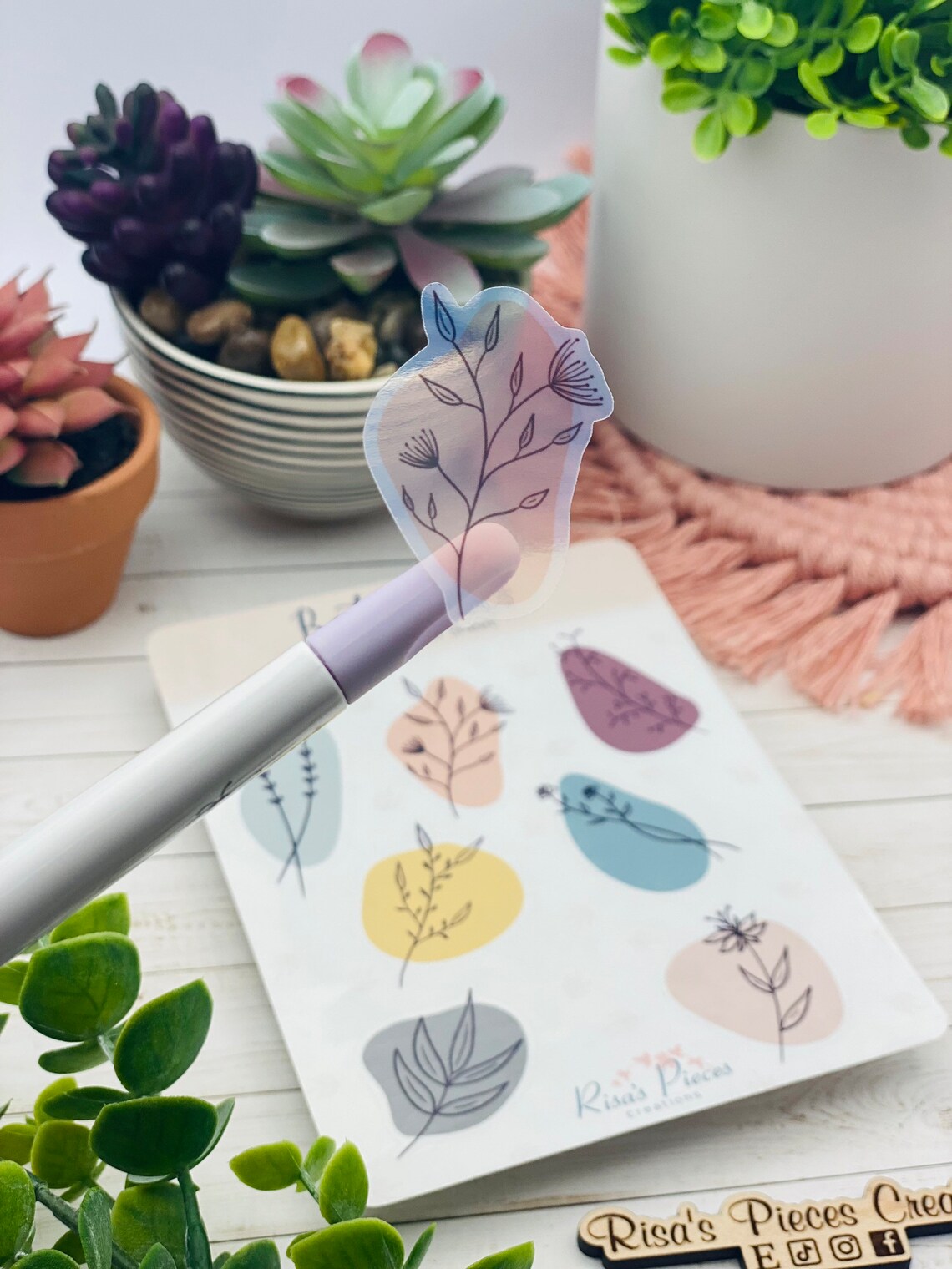 Botanicals Clear Vinyl Sticker Sheet, Plant Sticker, Floral Sticker ...