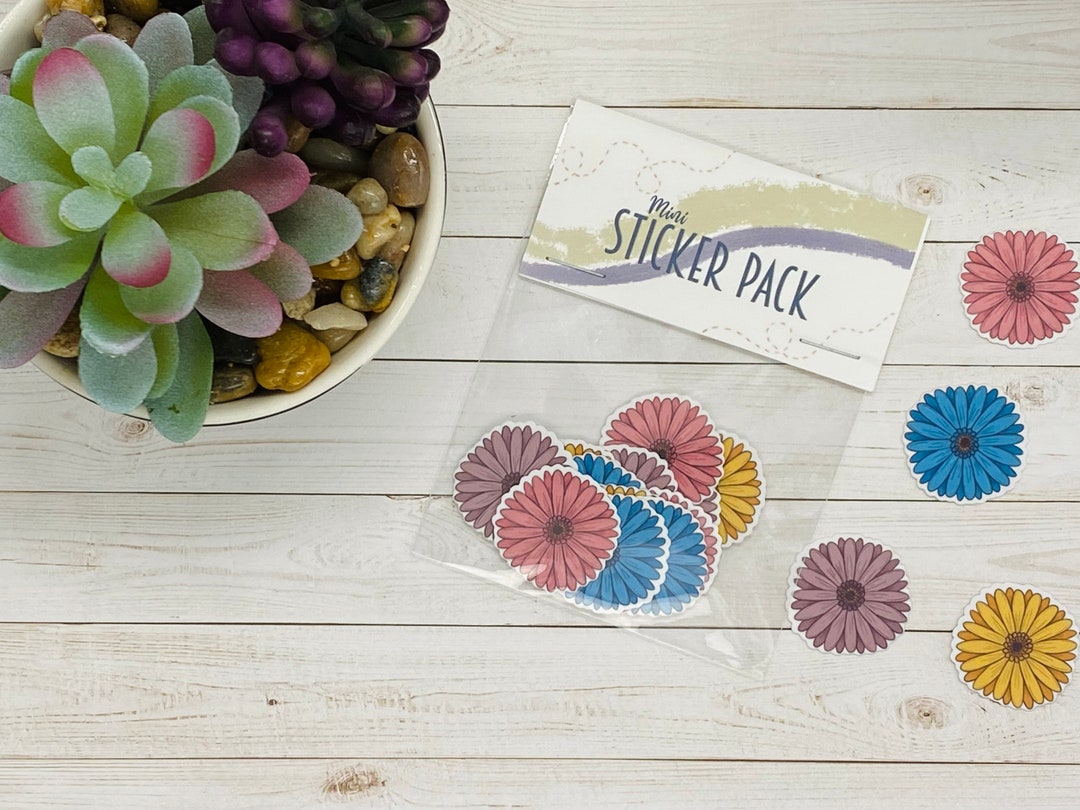 Gerbera Daisy Sticker Pack, Daisy Stickers, Small Stickers, Cute ...