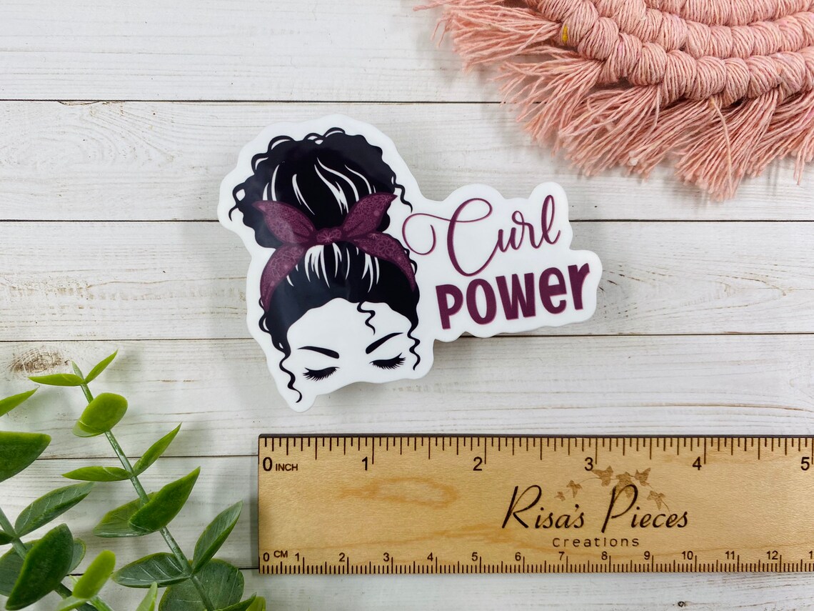 Curl Power Stickers, Curly Hair Sticker, Hair Don't Care, Messy Bun ...