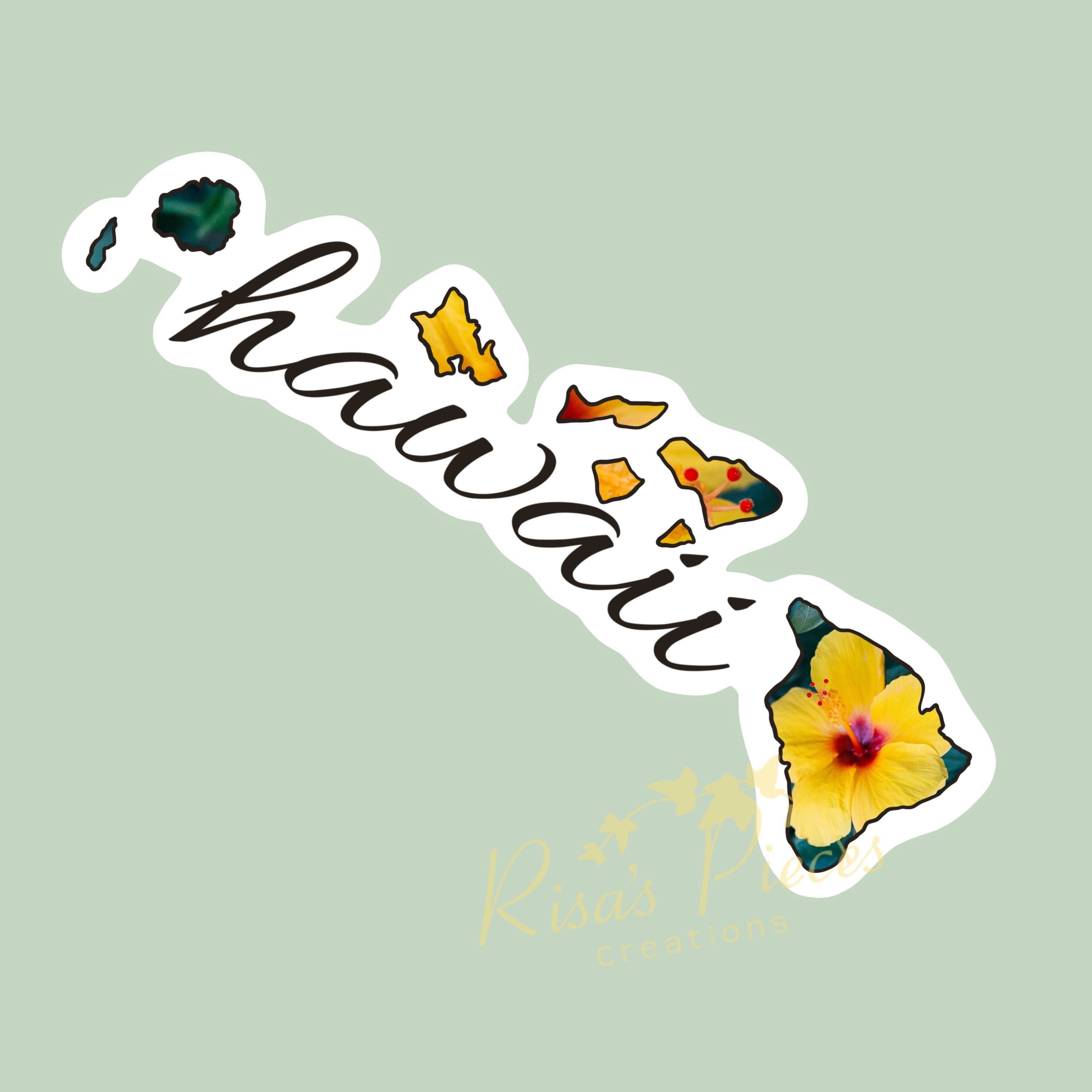 Hawaii Sticker Yellow Hibiscus Sticker Flower Stickers | Etsy