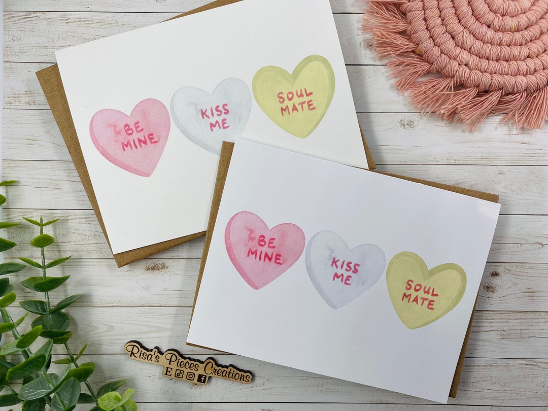 Conversation Hearts Card, Valentine Card, For Girlfriend, For Boyfriend ...