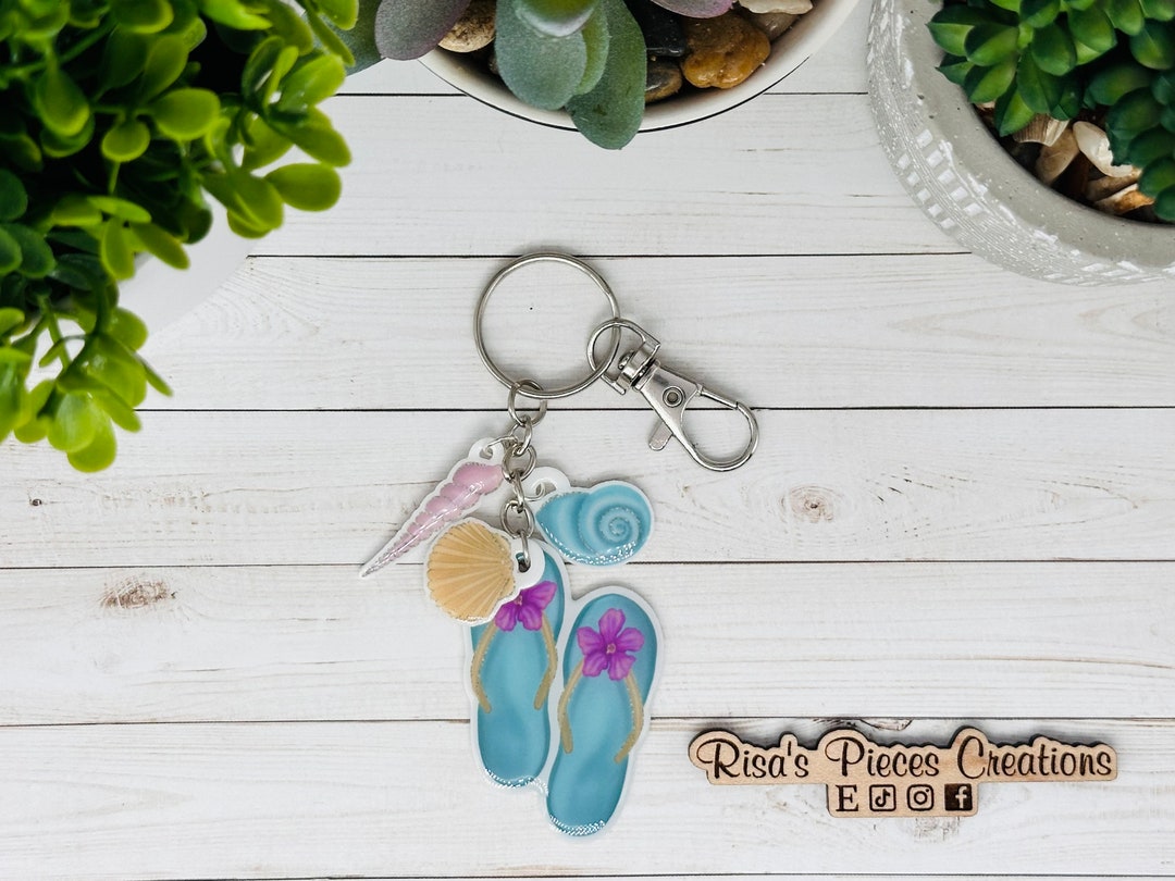 Seashell Summer Vibes Keychain, Beachy Keyring With Charms, Best Friend ...