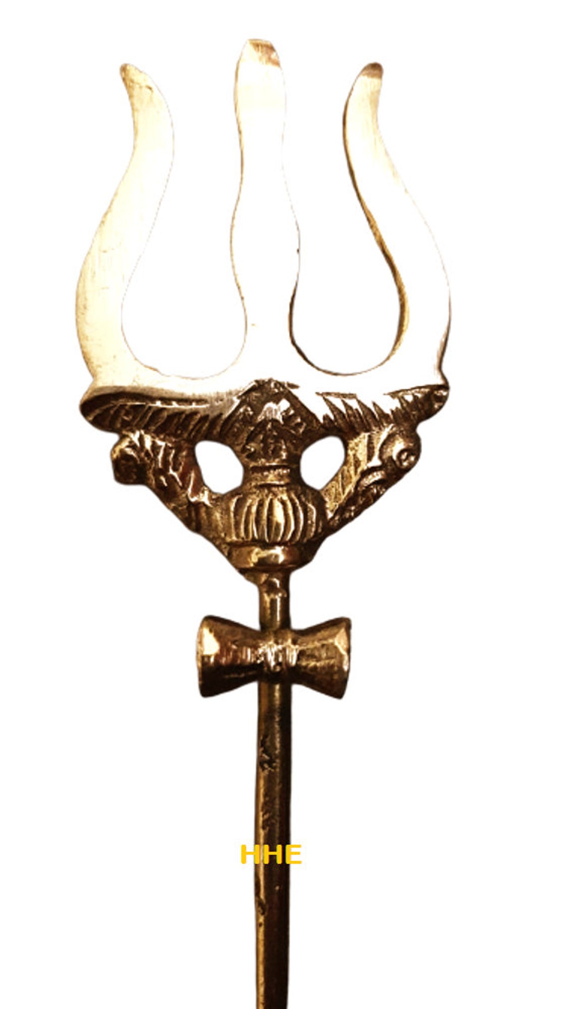 Brass Metal Trishul Trident With Stand for Temples & Home Decoration 14 ...