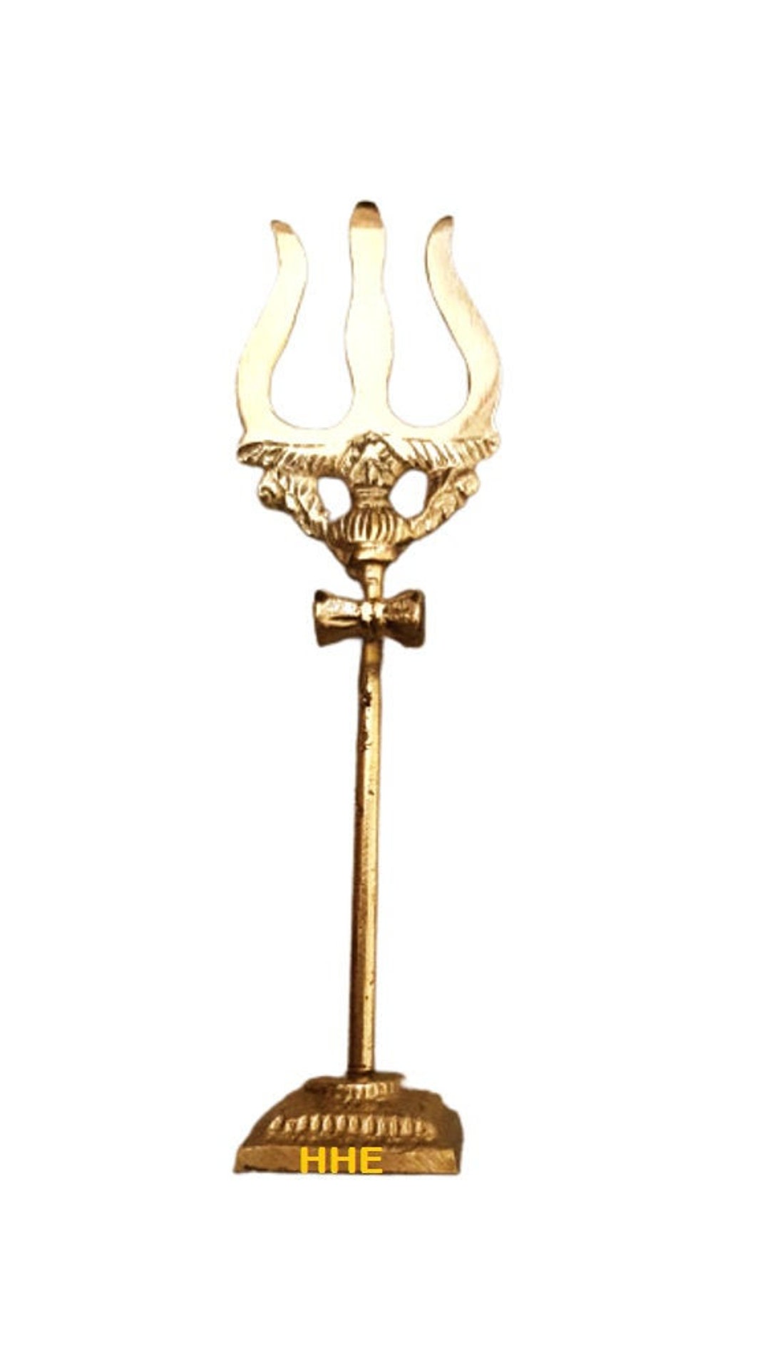 Brass Metal Trishul Trident With Stand for Temples & Home Decoration 14 ...