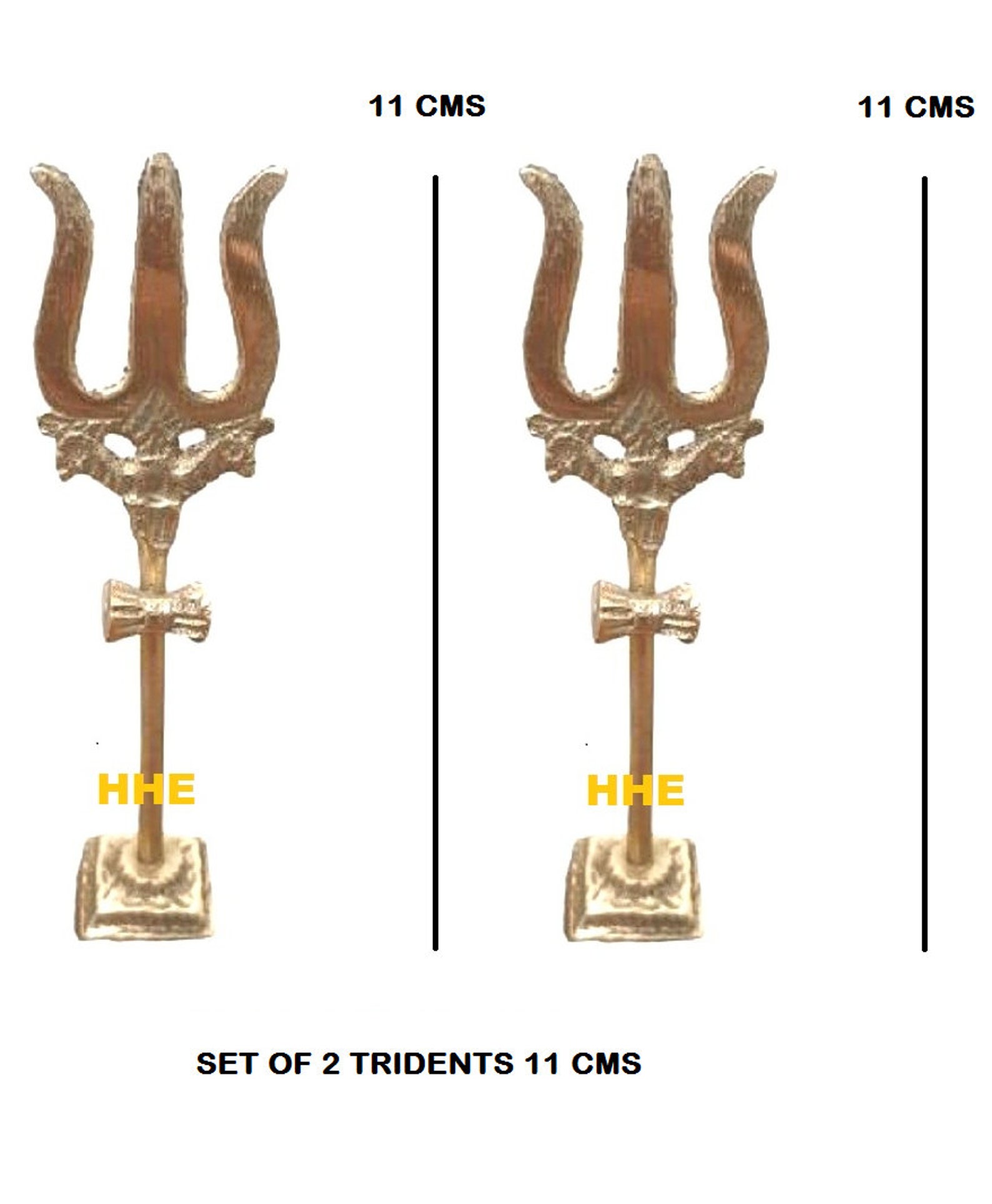 Brass Metal Trishul Trident With Stand for Temples & Home Decoration 14 ...