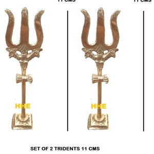 Brass Metal Trishul Trident With Stand for Temples & Home Decoration 14 ...