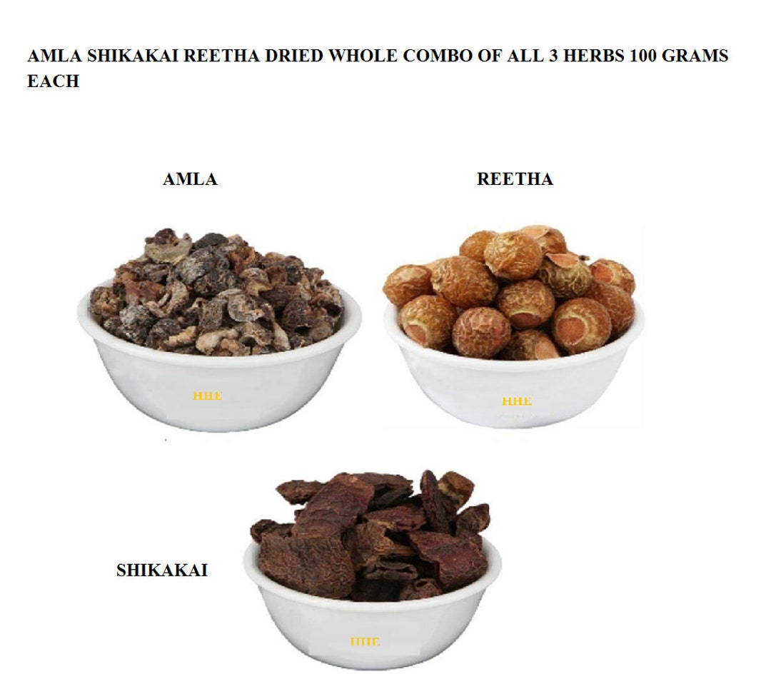 Reetha Amla Shikakai Combo Pack for Hairs Raw Form, 100 Grams Each FREE ...