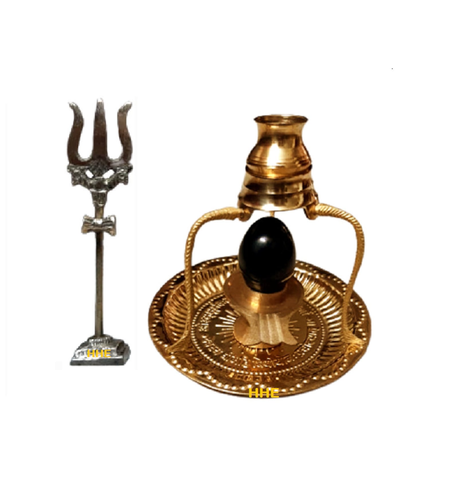 Brass Shivling Set Complete with Black and White Marble Stone | Etsy