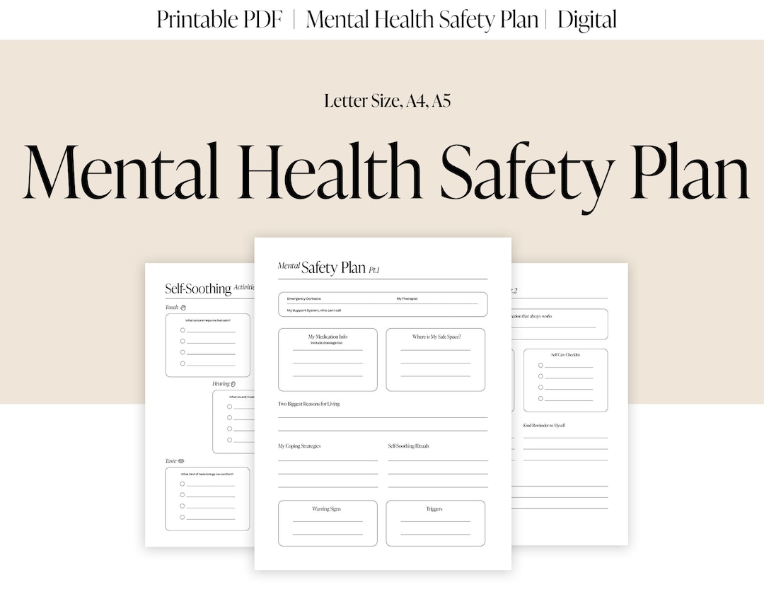 Mental Health Safety Plan Printable, Digital Self-care Planner, Safety ...