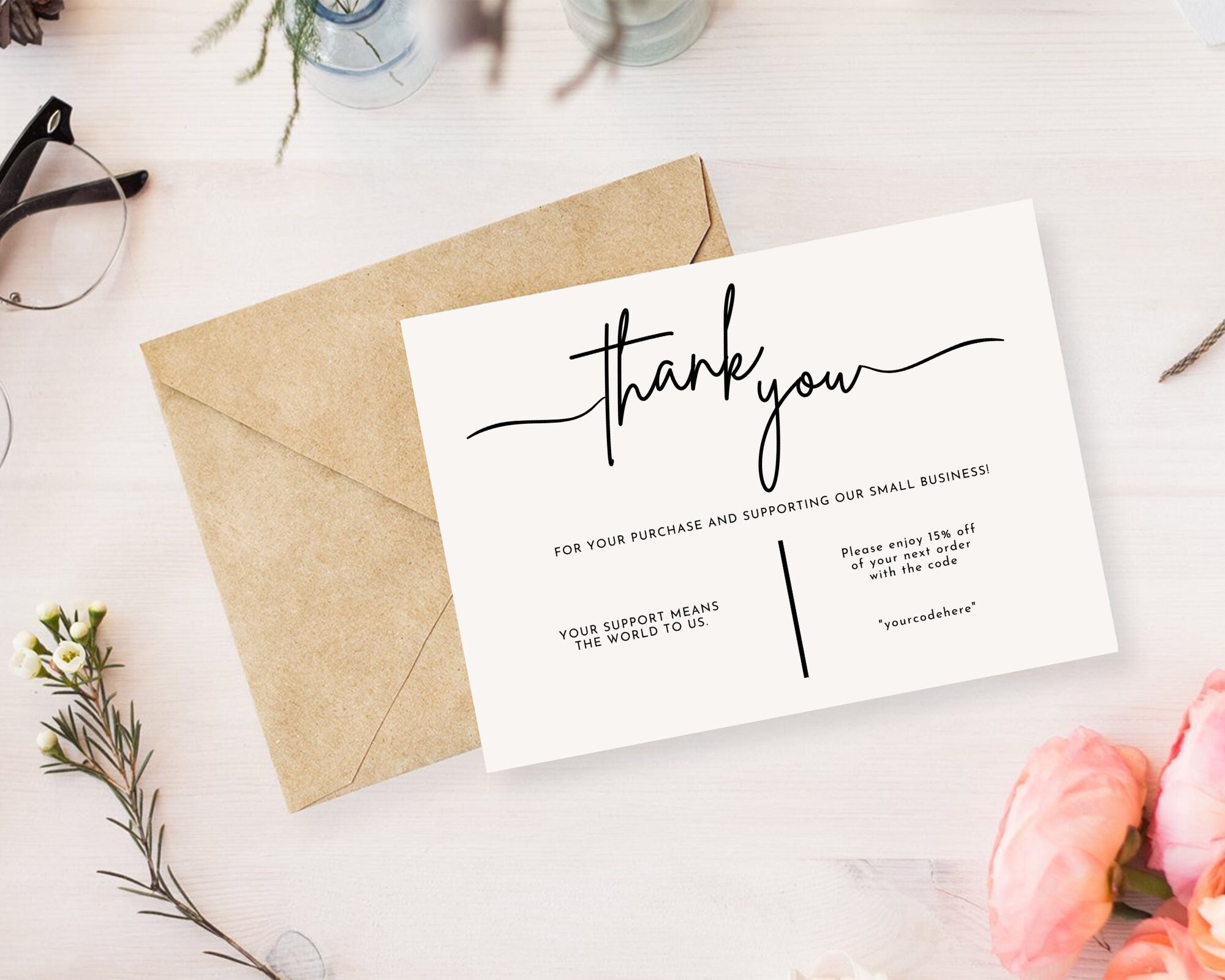 Thank You Card, Printable Thank You, Order Insert, Order Packaging ...