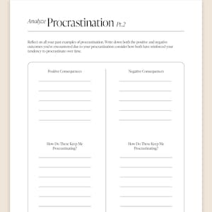 Printable Procrastination Worksheet, Digital Therapy Journal, Action ...