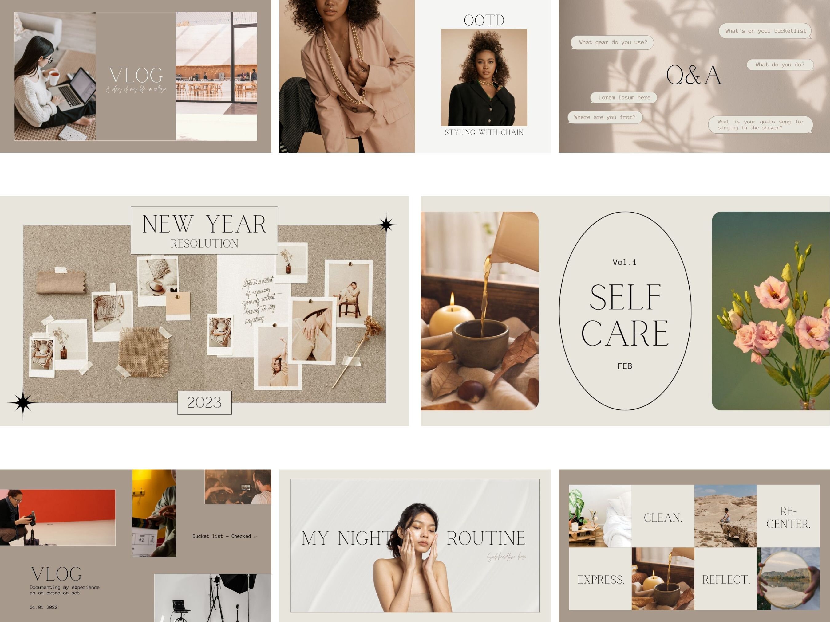 10 Youtube Thumbnails Template | Canva Template | Beige Design ...