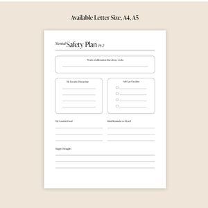 Mental Health Safety Plan Printable, Digital Self-care Planner, Safety ...