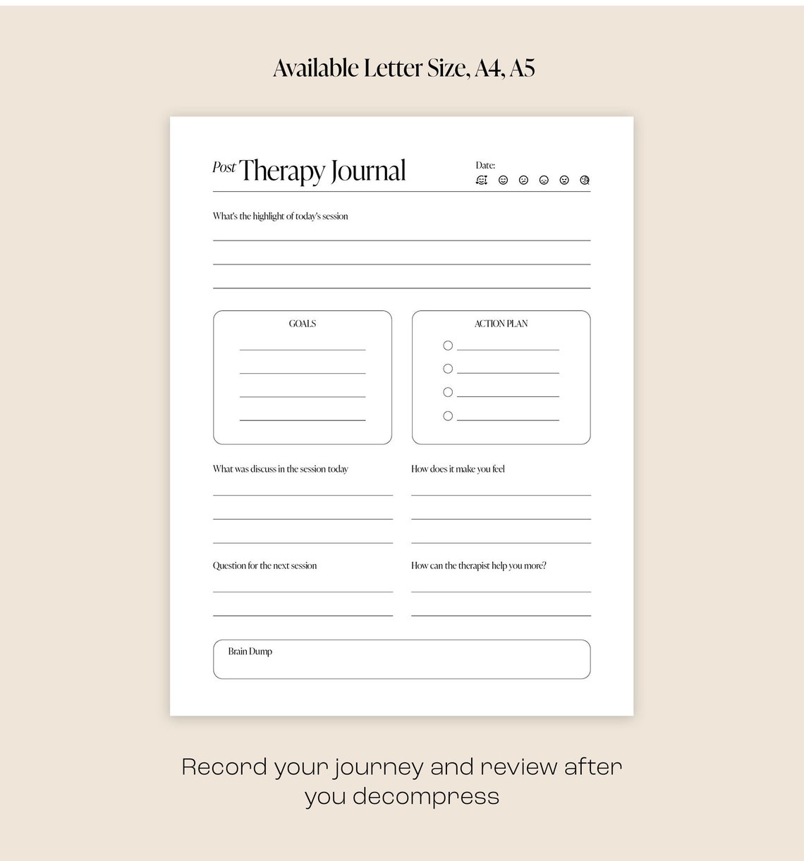 Digital Therapy Journal Pack, Printable Therapy Notes, Pre & Post ...