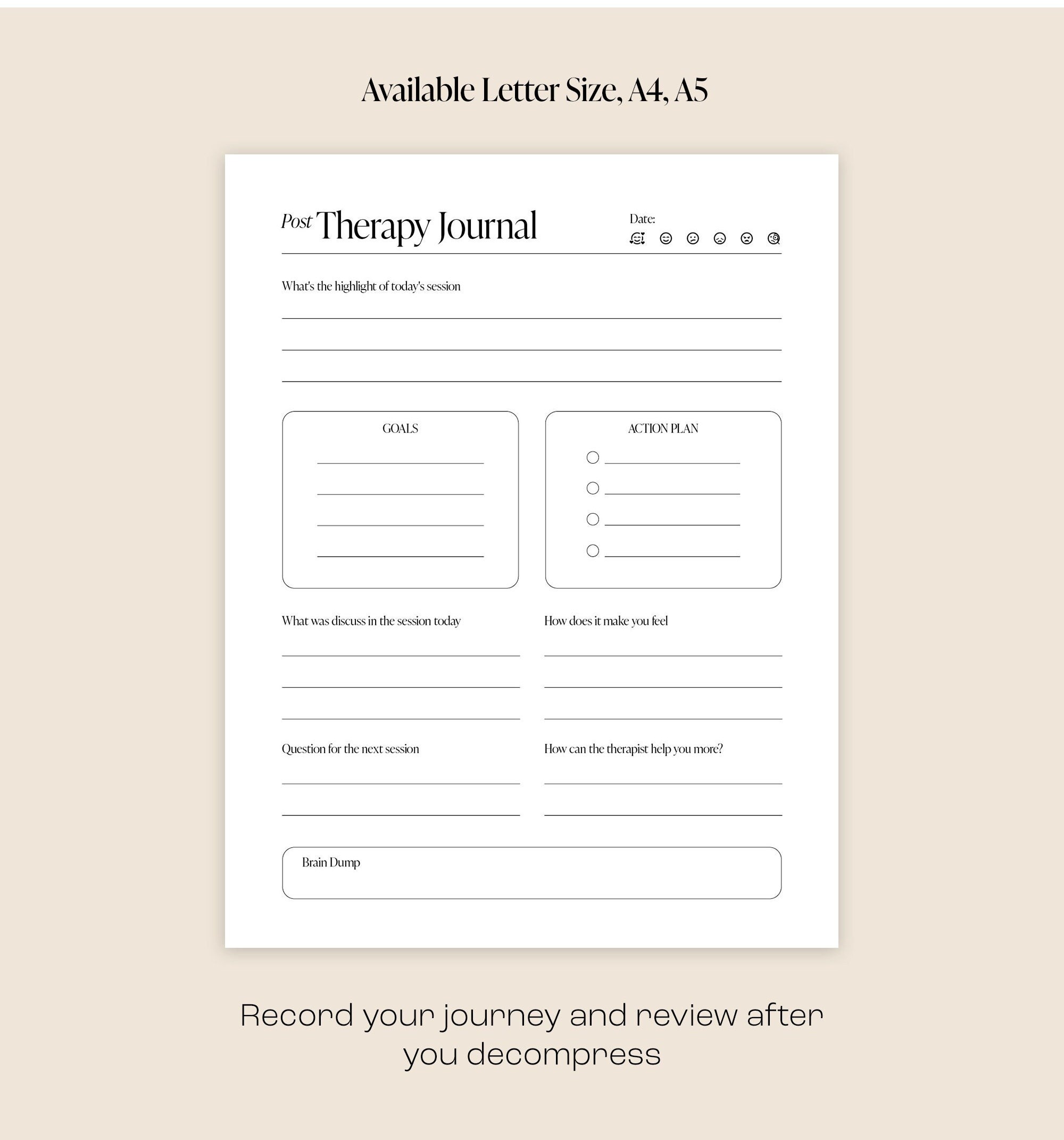 Digital Therapy Journal Pack, Printable Therapy Notes, Pre & Post ...