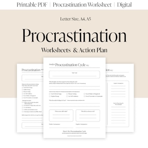 Printable Procrastination Worksheet, Digital Therapy Journal, Action ...
