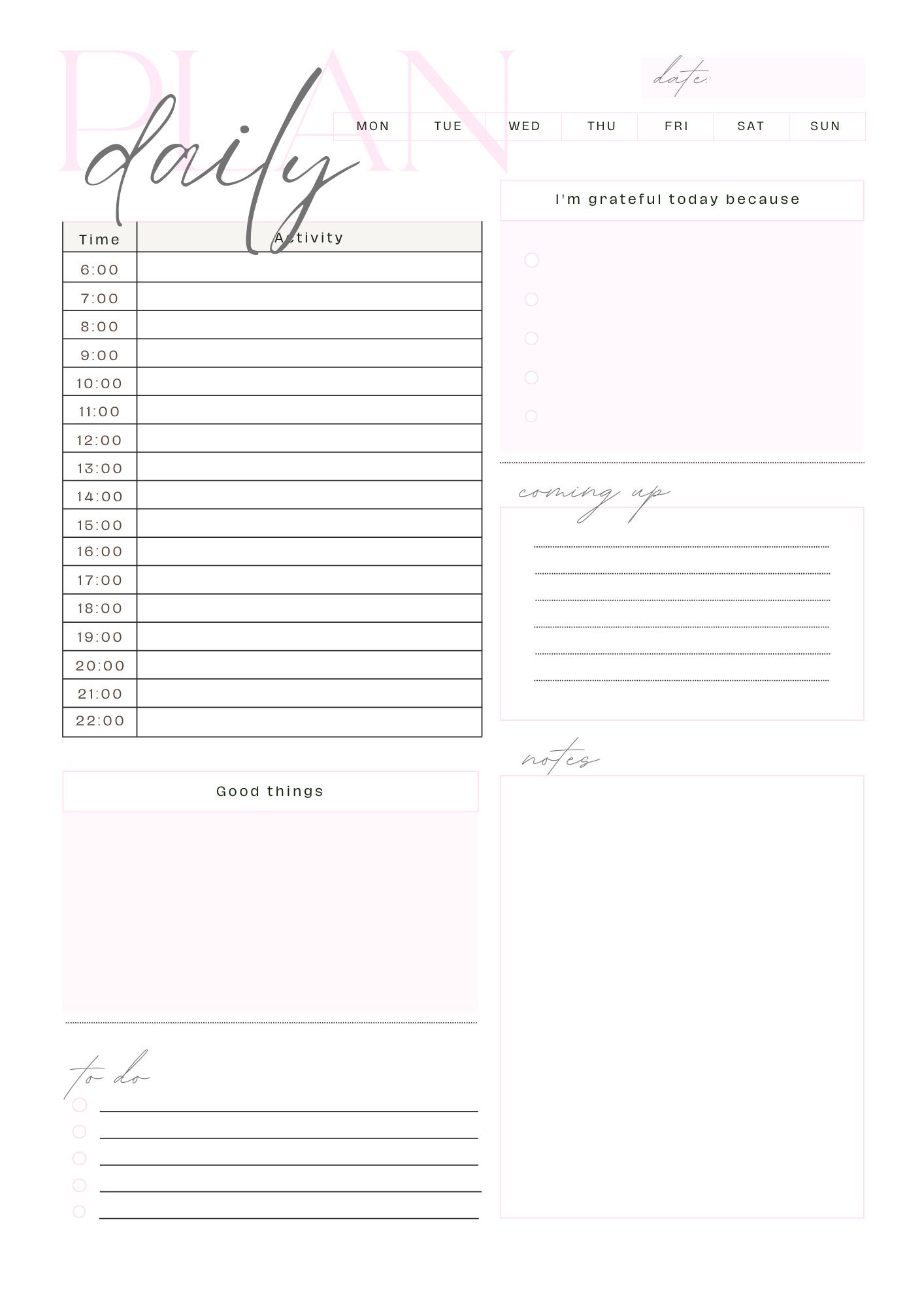 Digital Schedule Planner, Printable Daily Planner, Weekly Planner ...