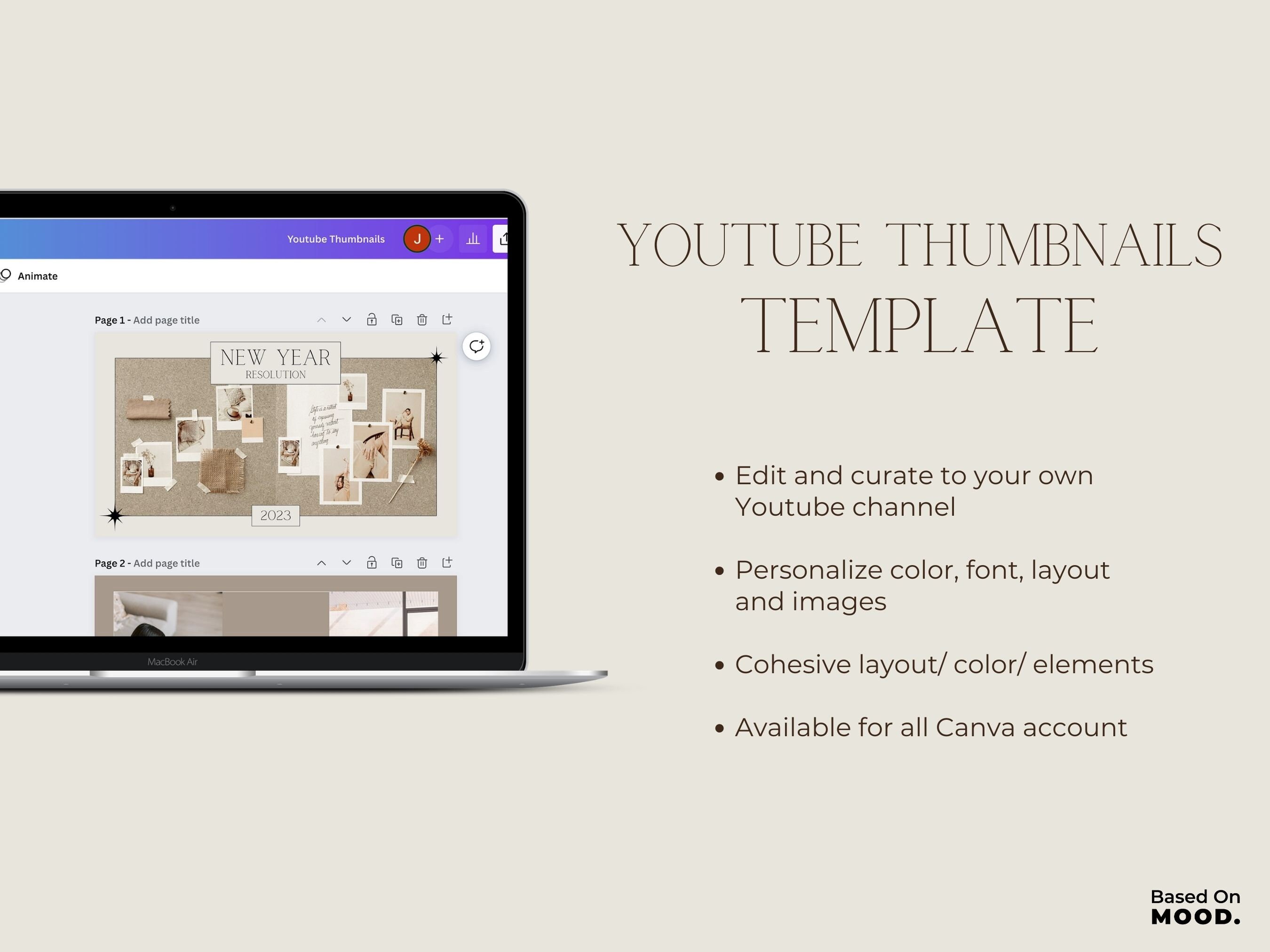 10 Youtube Thumbnails Template | Canva Template | Beige Design ...