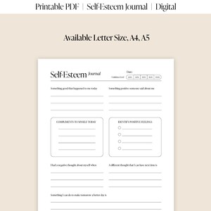 Digital Self-esteem Journal, Printable Confidence Boost, Self-help ...