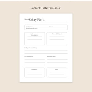 Mental Health Safety Plan Printable, Digital Self-care Planner, Safety ...